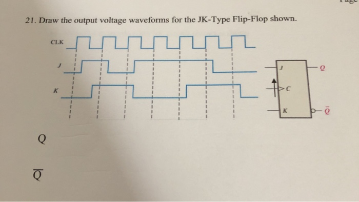 Solved 21. Draw the output voltage waveforms for the JK-Type | Chegg.com