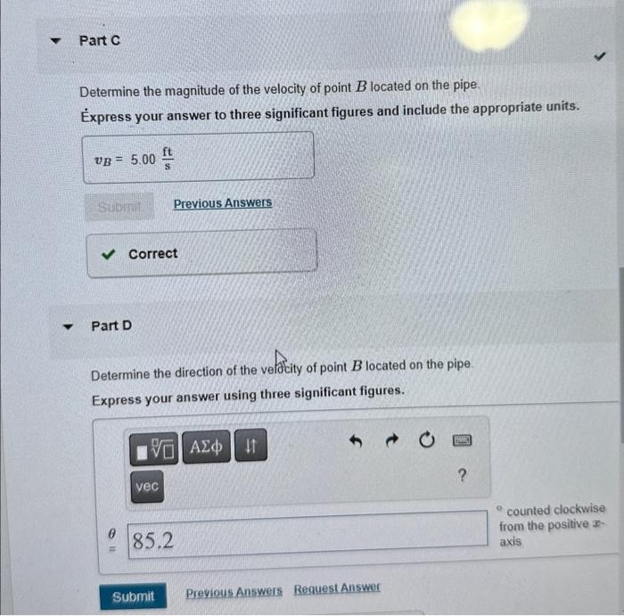 Solved At a given instant, the cables supporting the pipe | Chegg.com