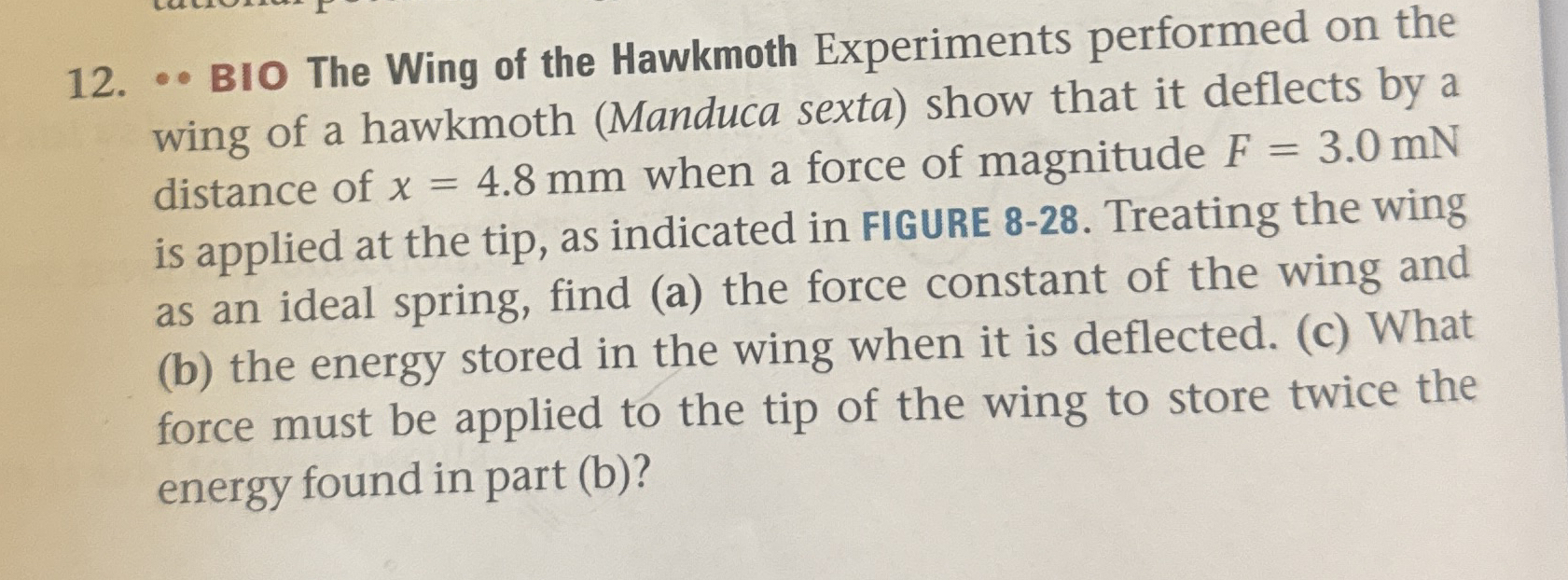 BIO The Wing of the Hawkmoth Experiments performed | Chegg.com