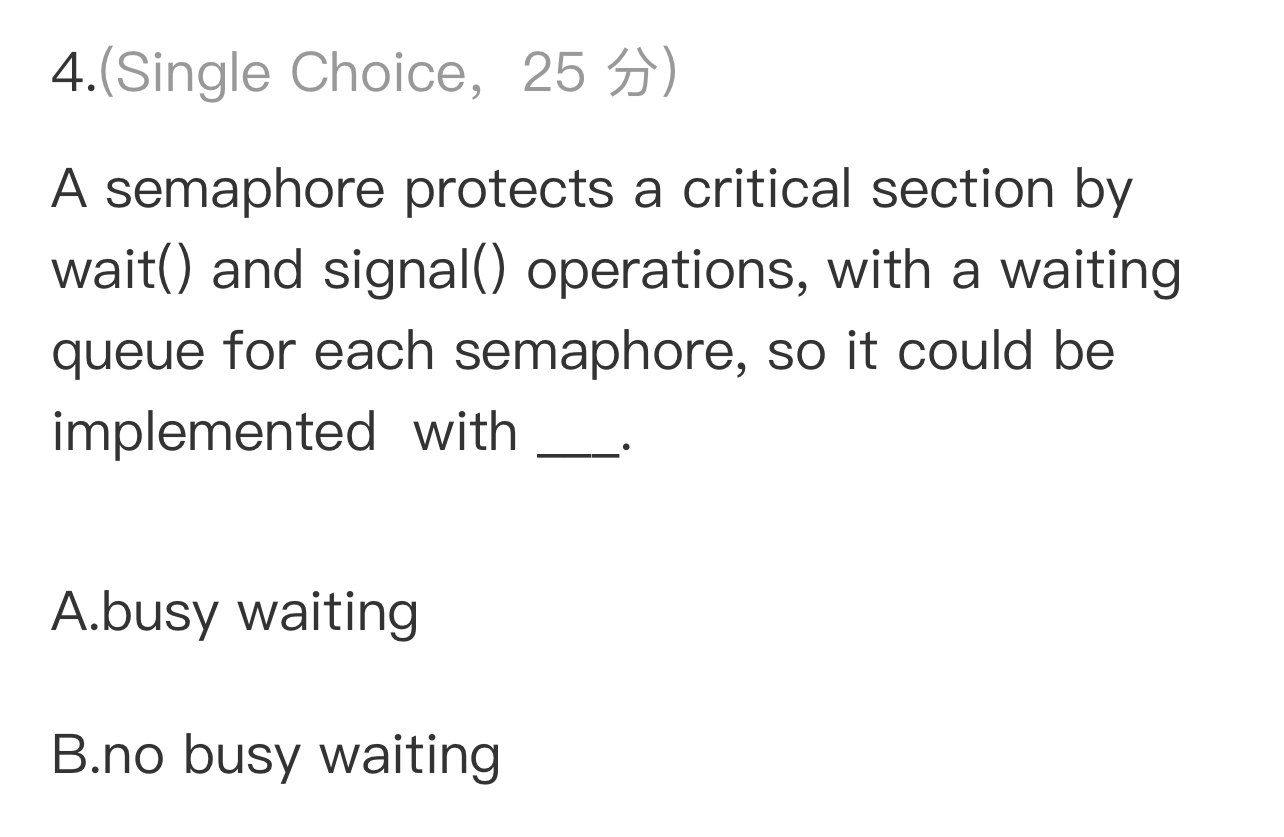 Solved 4.(Single Choice, 25 分)A semaphore protects a | Chegg.com
