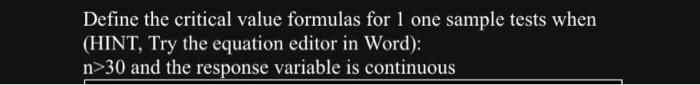 Solved What is the purpose of a 1-Sample NHST?Define the | Chegg.com