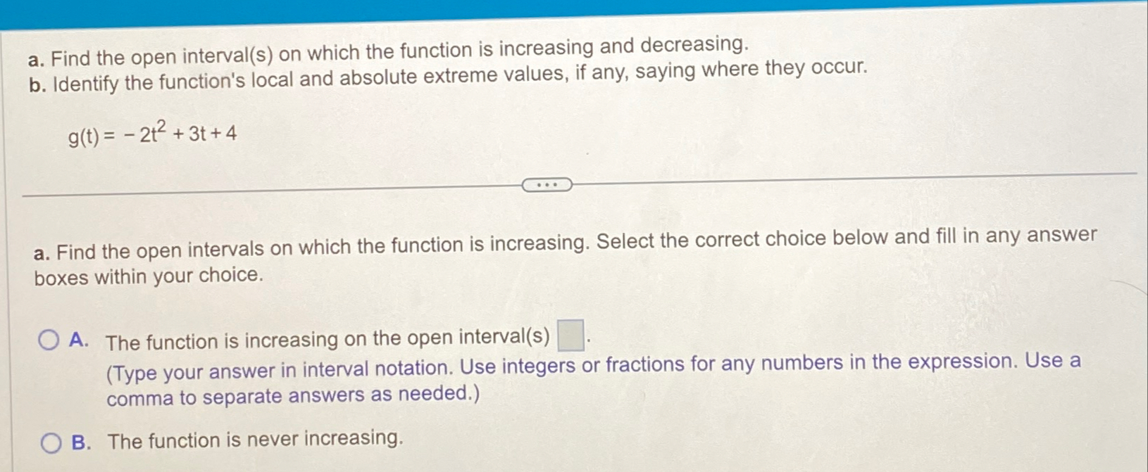 Solved a. ﻿Find the open interval(s) ﻿on which the function | Chegg.com