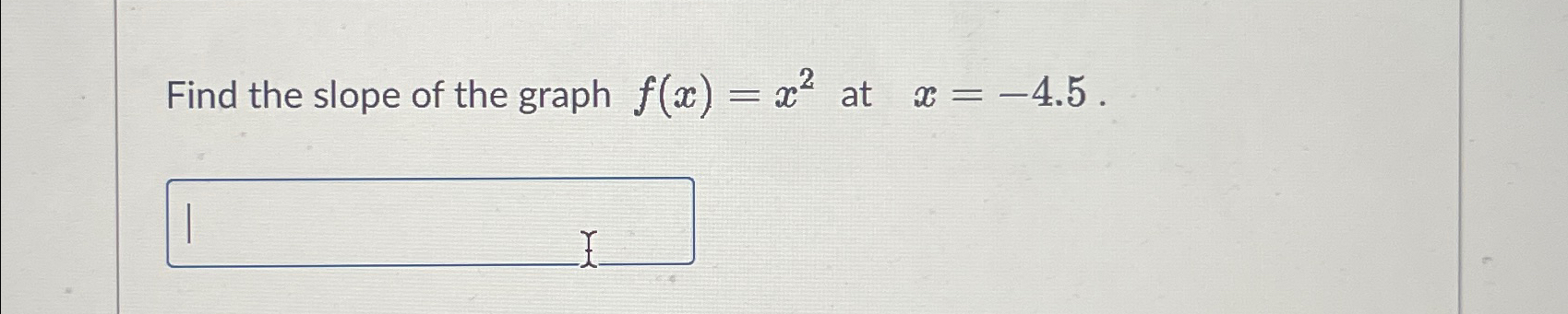 Solved Find the slope of the graph f(x)=x2 ﻿at x=-4.5 | Chegg.com