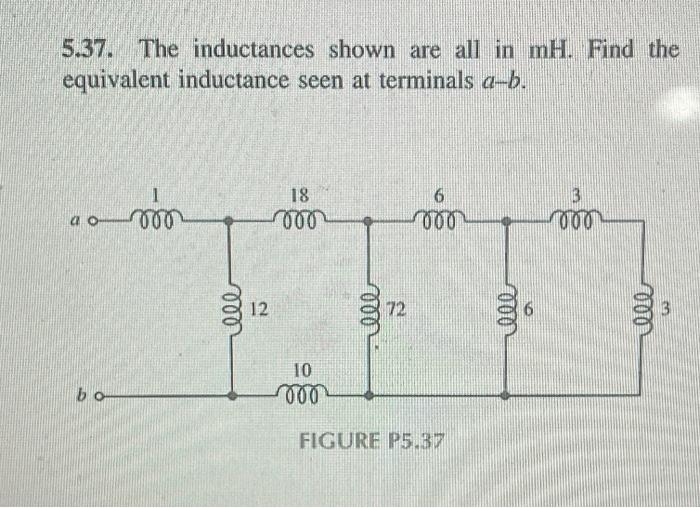 Solved 5.37. The inductances shown are all in mH. Find the | Chegg.com