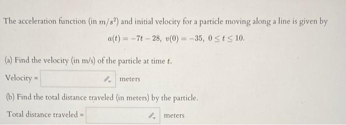 Solved The acceleration function (in m/s2 ) and initial | Chegg.com