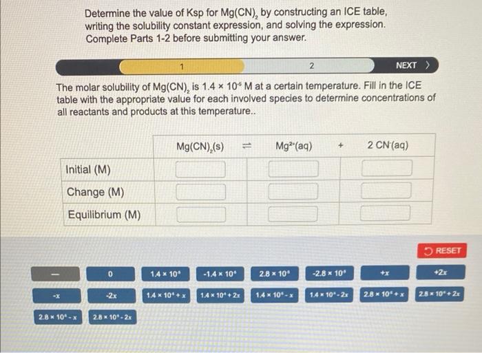 Solved Determine the value of Ksp for Mg(CN)2 by | Chegg.com