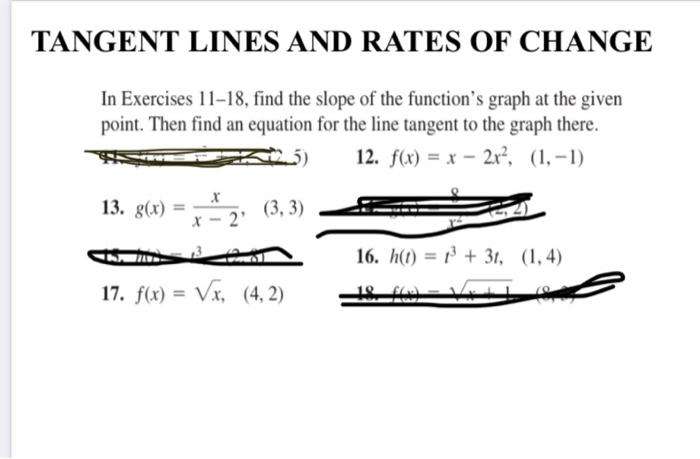 Solved TANGENT LINES AND RATES OF CHANGE In Exercises 11-18, | Chegg.com