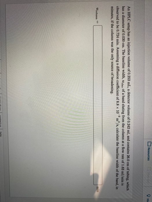Solved Resources Hir An HPLC setup has an injection volume | Chegg.com