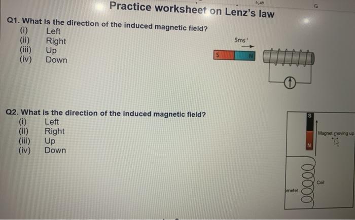 Solved اوراقوه Practice worksheet on Lenz's law Q1. What is | Chegg.com