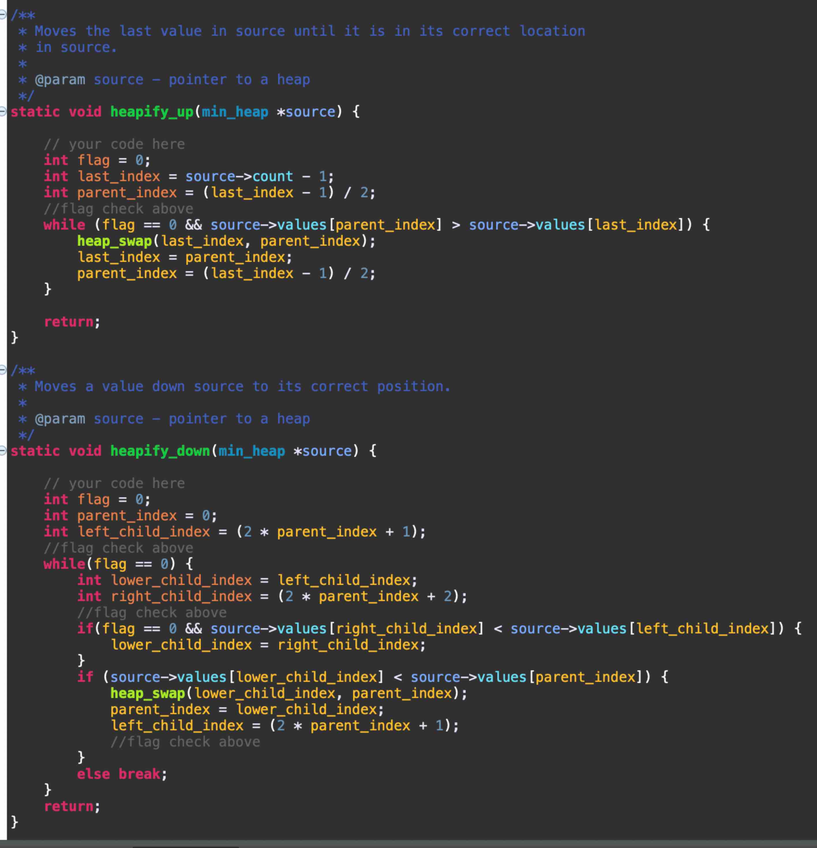 Solved I am attempting to implement a heaping_up and | Chegg.com