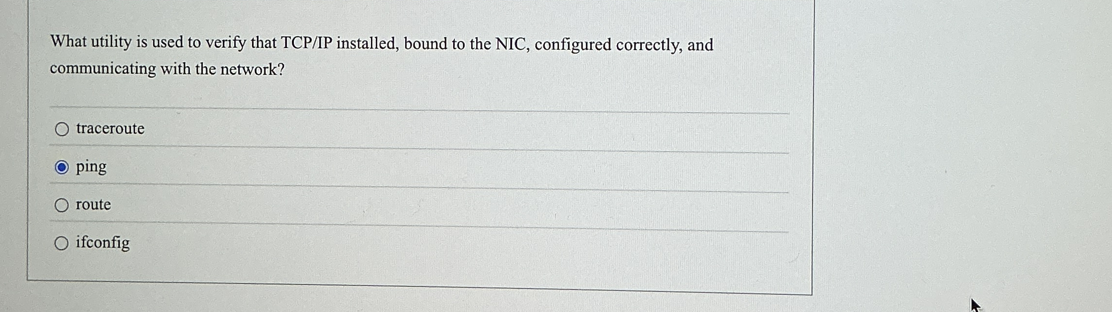 Solved What utility is used to verify that TCP/IP installed, | Chegg.com