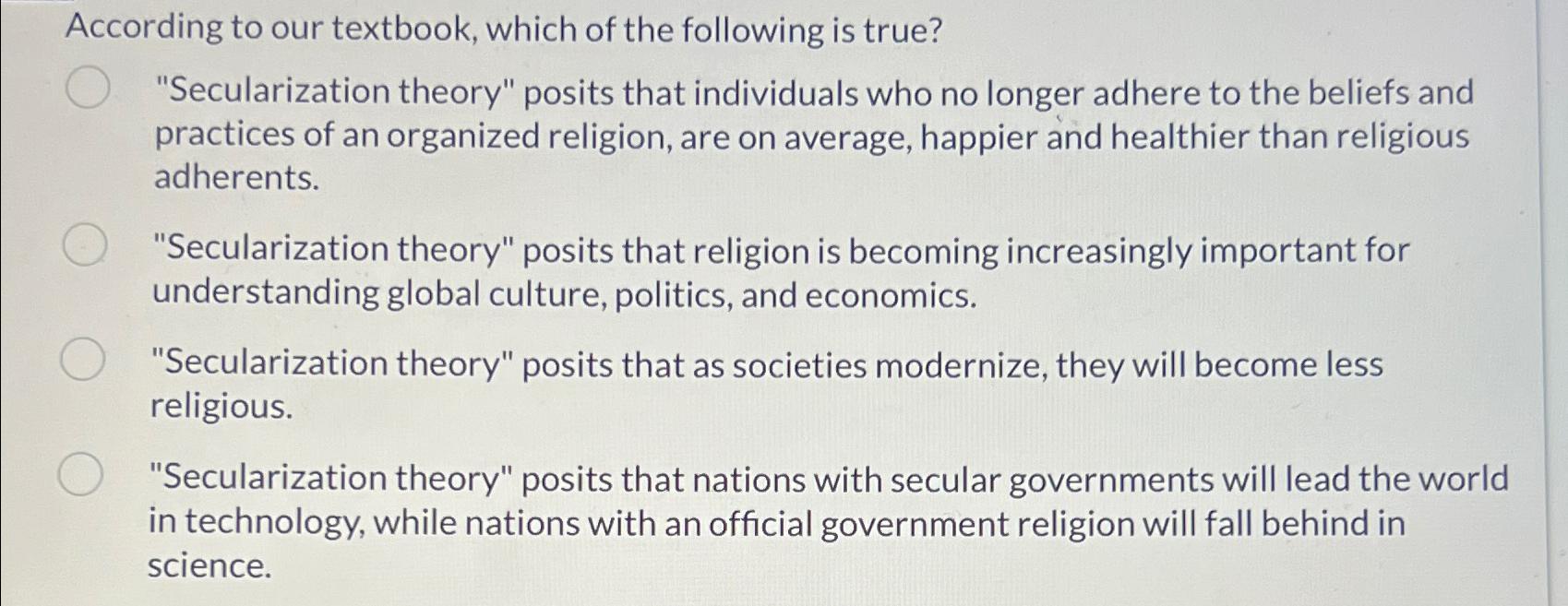 Solved According to our textbook, which of the following is | Chegg.com