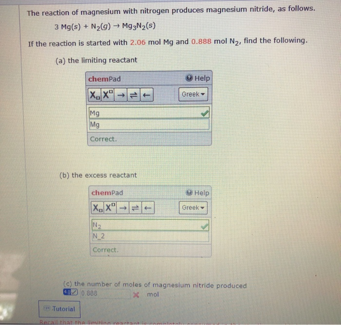 Solved The reaction of magnesium with nitrogen produces | Chegg.com