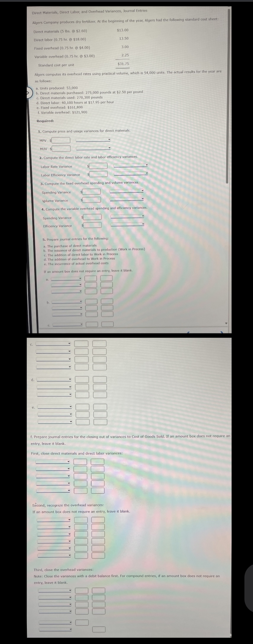 Solved Direct Materials, Direct Labor, and Overhead | Chegg.com
