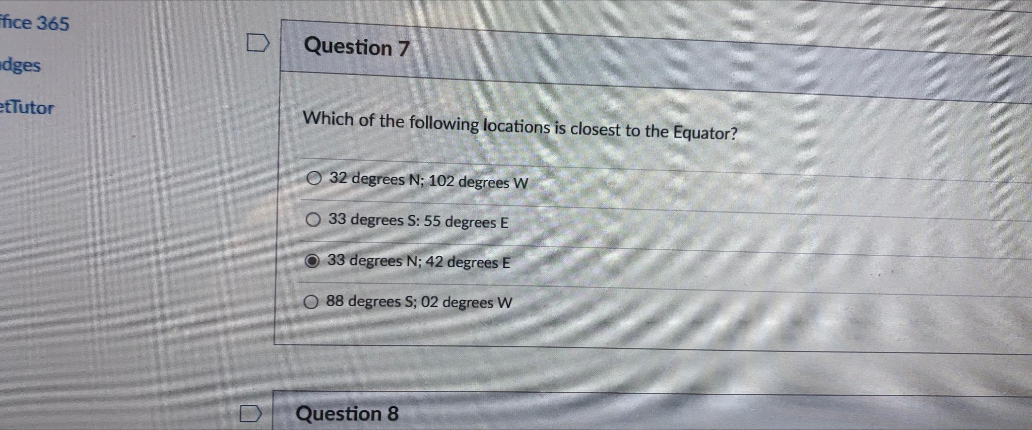 Solved fice 365Question 7Which of the following locations is | Chegg.com