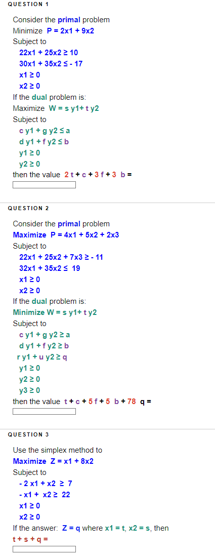 Solved QUESTION 1Consider the primal problemMinimize | Chegg.com