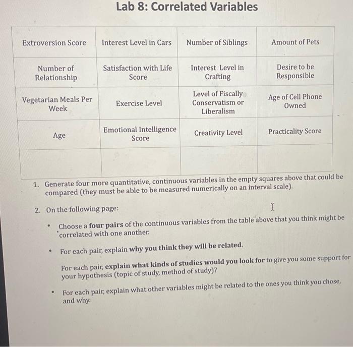 1. Generate four more quantitative, continuous | Chegg.com