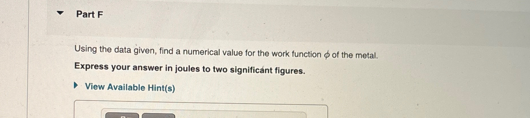Part FUsing the data given, find a numerical value | Chegg.com