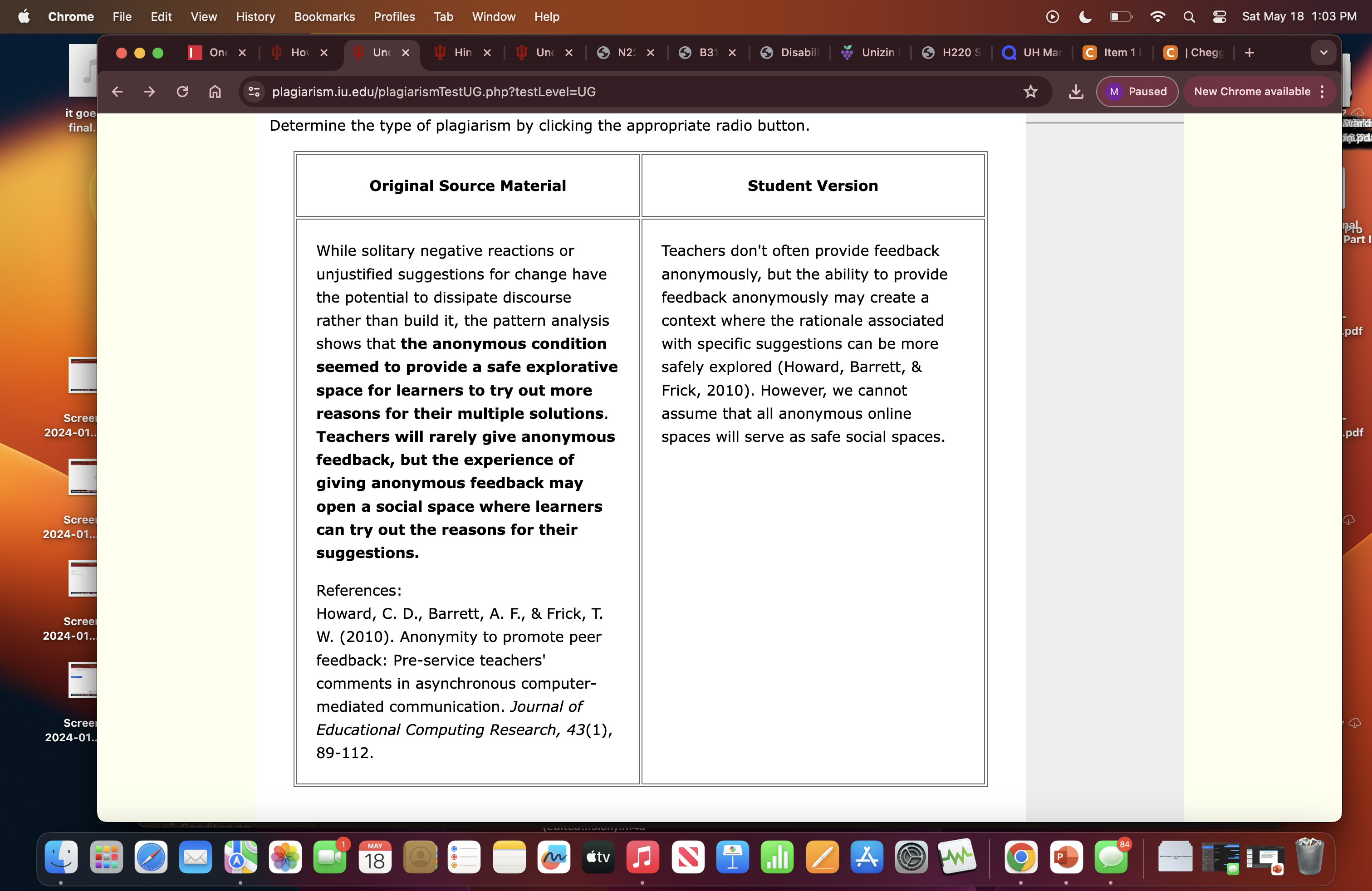 Solved Determine the type of plagiarism by clicking the | Chegg.com