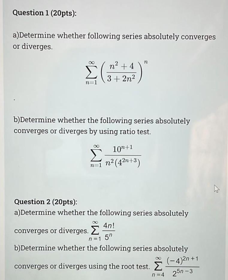 Solved Question 1 (20pts): a)Determine whether following | Chegg.com