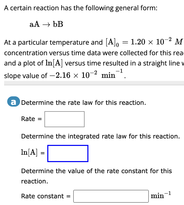 Solved A certain reaction has the following general | Chegg.com