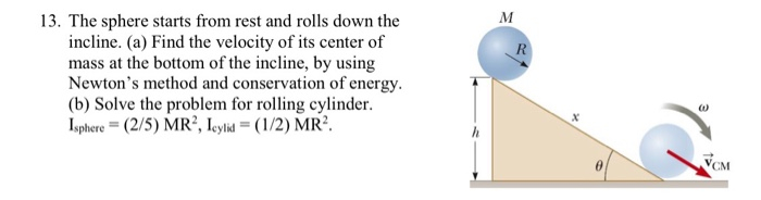 Solved 13. The sphere starts from rest and rolls down the | Chegg.com