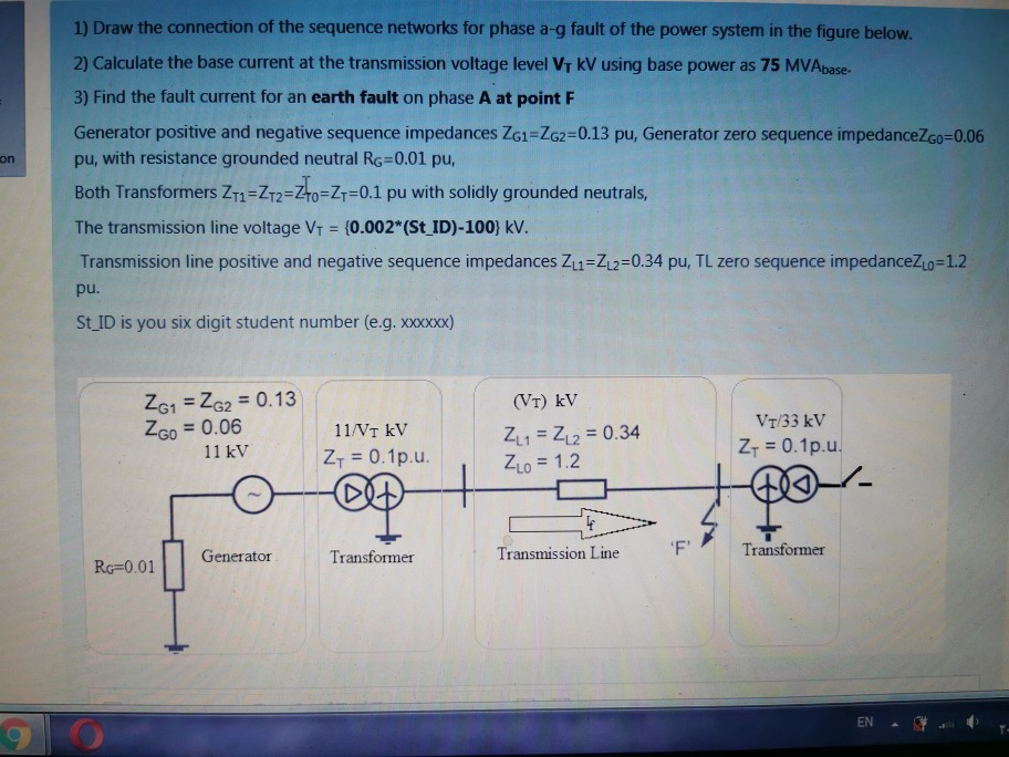 Solved on 1) Draw the connection of the sequence networks | Chegg.com