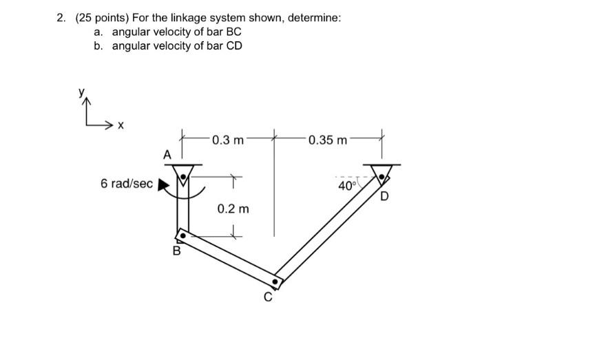 Solved 2. (25 points) For the linkage system shown, | Chegg.com