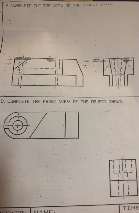 Solved How to complete the top view (at the top) and front | Chegg.com