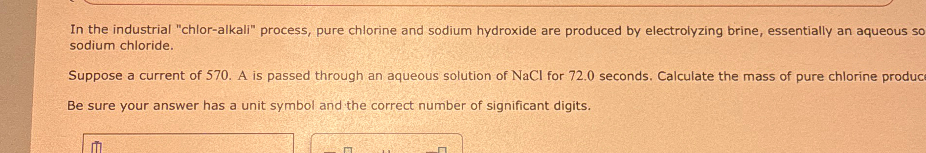 Solved In the industrial "chlor-alkali" process, pure | Chegg.com