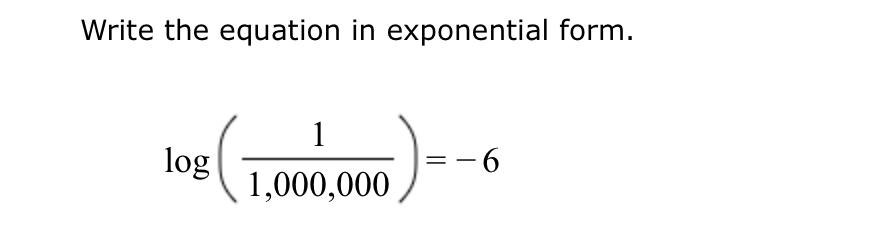 Solved Write the equation in exponential | Chegg.com