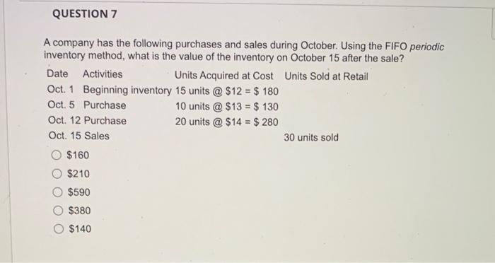 Solved QUESTION 7A company has the following purchases and | Chegg.com