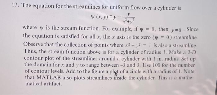 17. The equation for the streamlines for uniform flow | Chegg.com