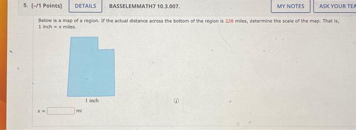 Solved Below is a map of a region. If the actual distance | Chegg.com
