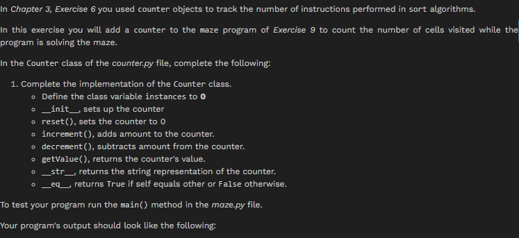 Solved In Chapter 3, ﻿Exercise 6 ﻿you used counter objects | Chegg.com