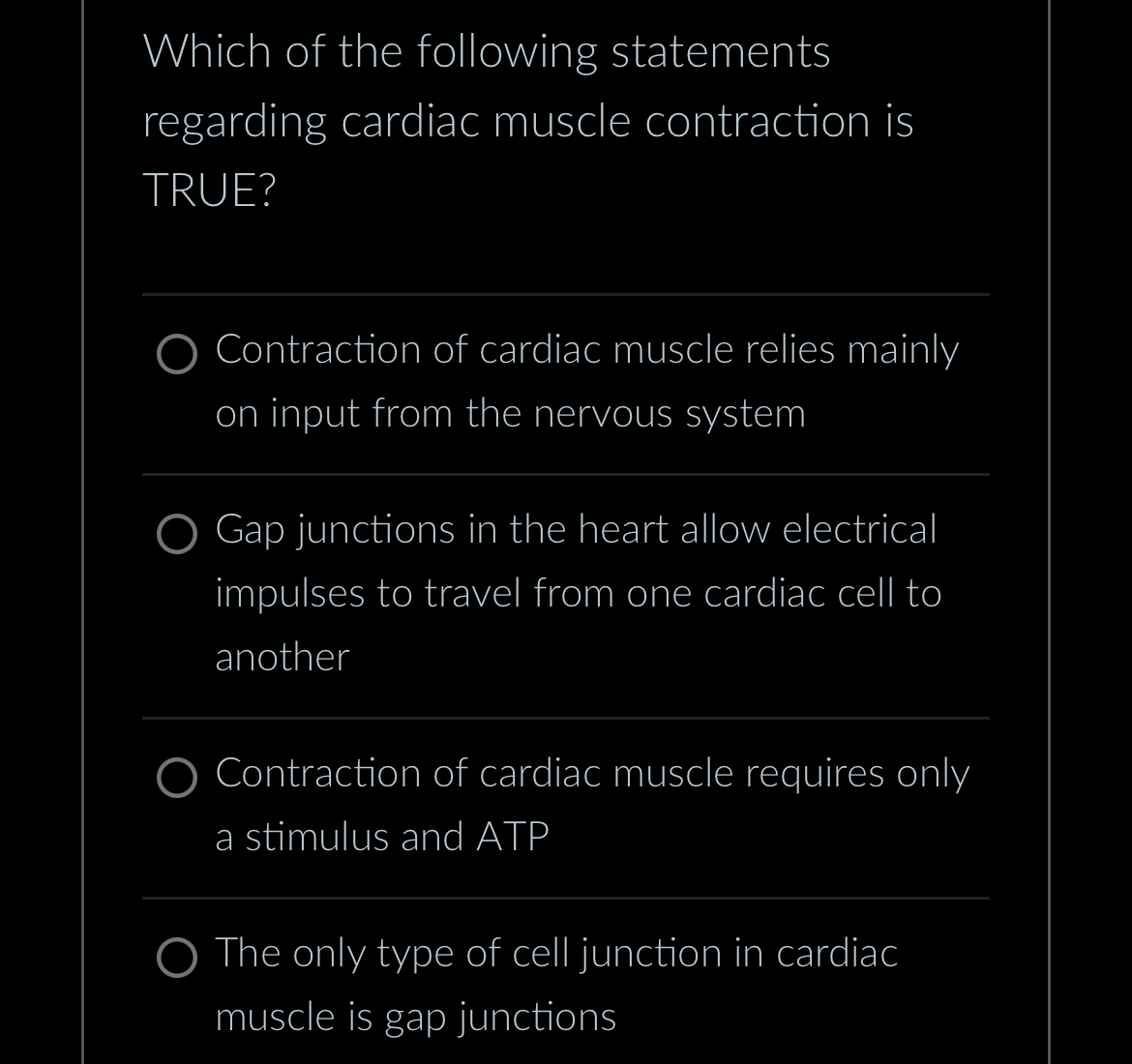Solved Which of the following statements regarding cardiac | Chegg.com