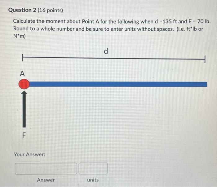 Solved Question 2 (16 points) Calculate the moment about | Chegg.com