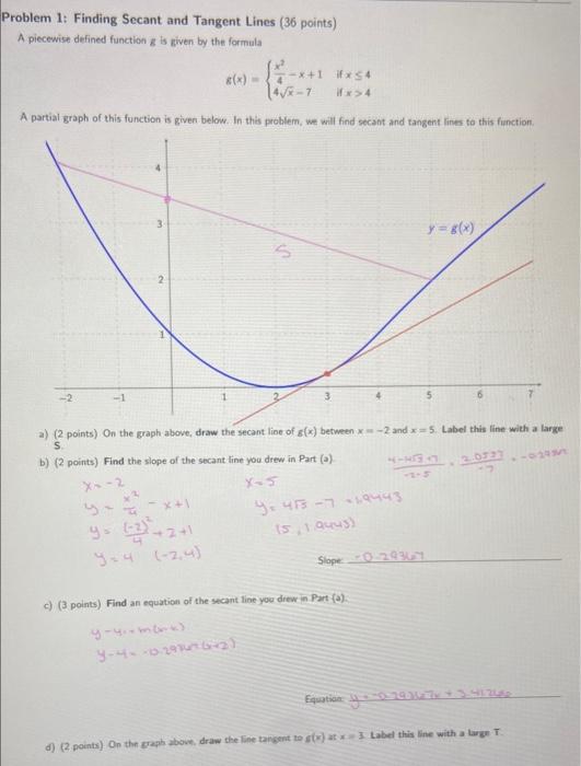 Solved Problem 1: Finding Secant and Tangent Lines (36 | Chegg.com
