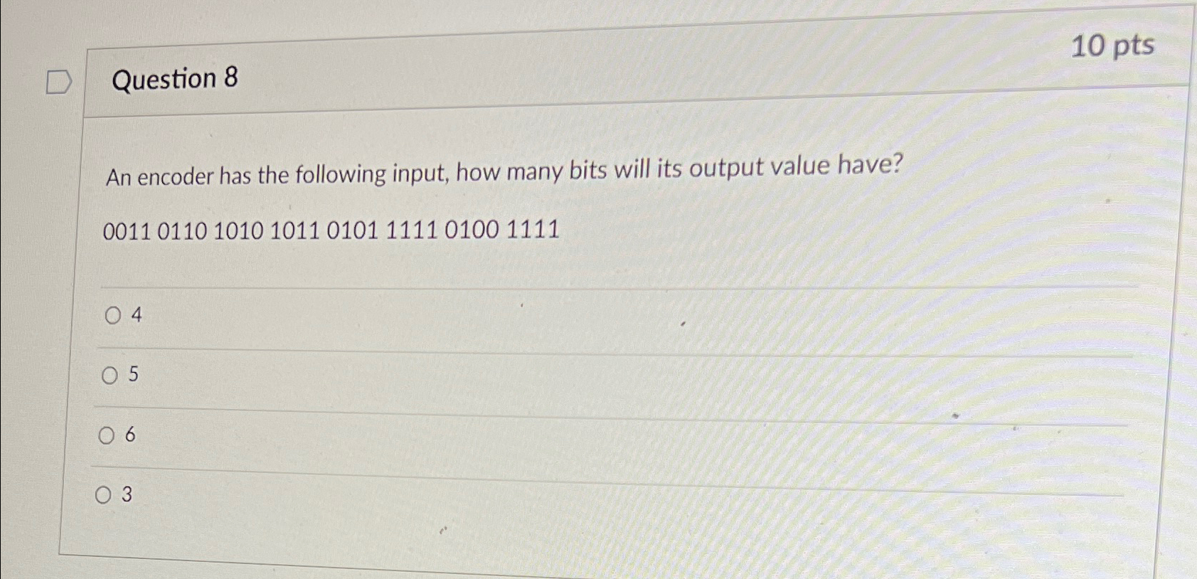 Solved Question 810ptsAn encoder has the following input, | Chegg.com