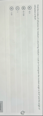 Solved Find the index of refraction for medium 2, ﻿assuming | Chegg.com