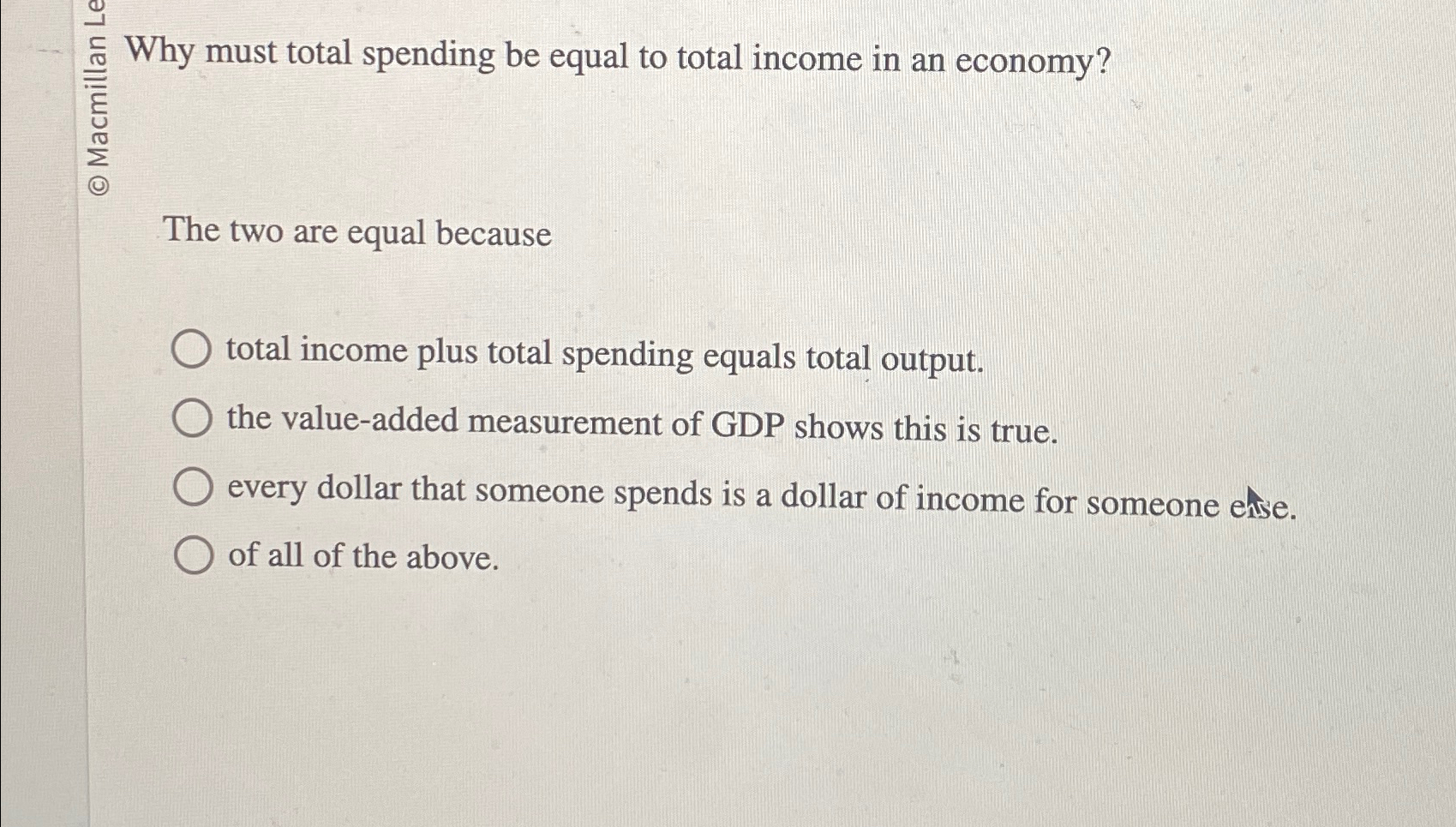Solved =?0? Why ﻿Why total spending be equal to total | Chegg.com