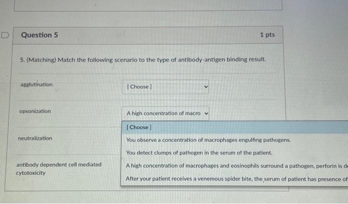 Question 5 1 pts 5. (Matchingd Match the following | Chegg.com