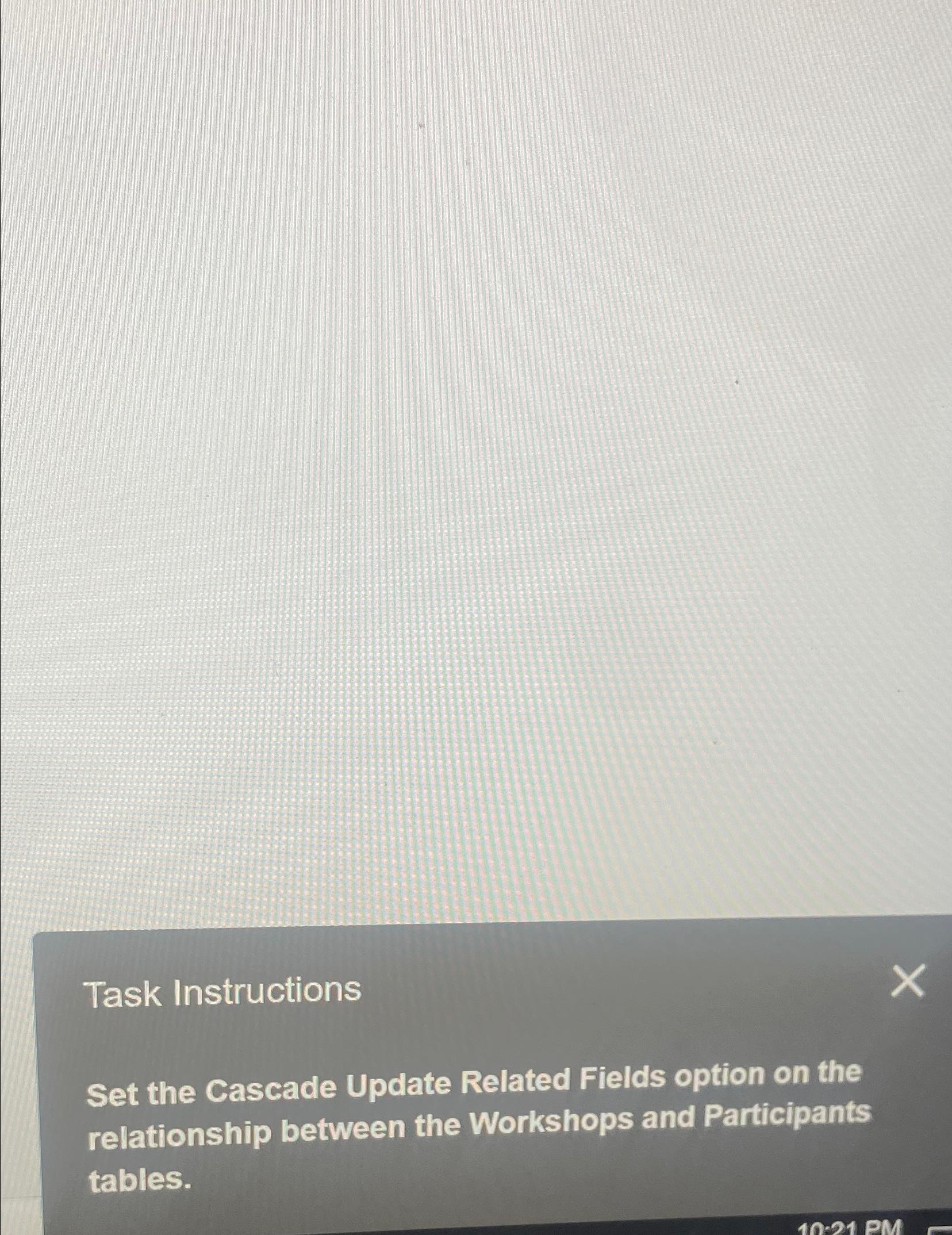 Solved Task InstructionsSet the Cascade Update Related | Chegg.com