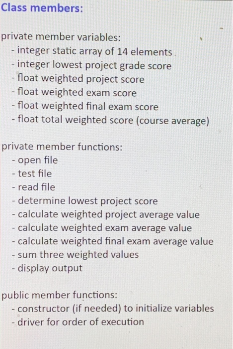 Solved Using Oop Write A C Program That Will Read In A