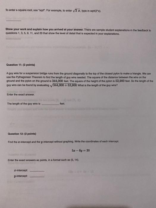 Solved To entor a square root, use "sqrt". For example, to | Chegg.com