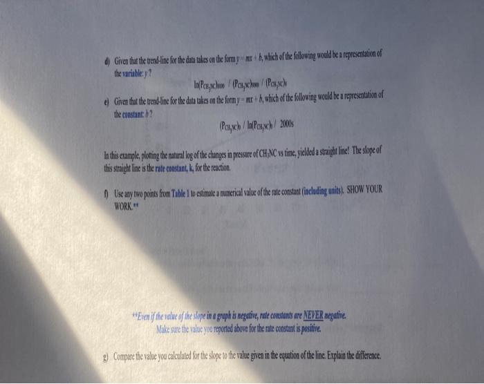 Solved Part 1 The Graph Of A First Order Reactant The 9664