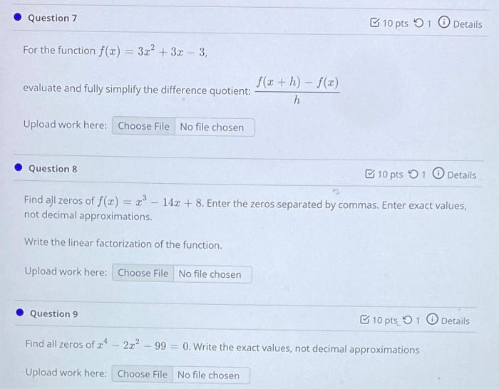 Solved For the function f(x)=3x2+3x−3, evaluate and fully | Chegg.com