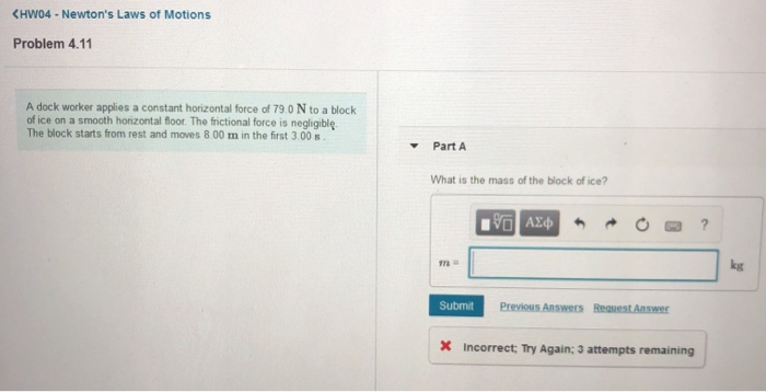 Solved HW04- Newton's Laws of Motions Problem 4.11 A dock | Chegg.com