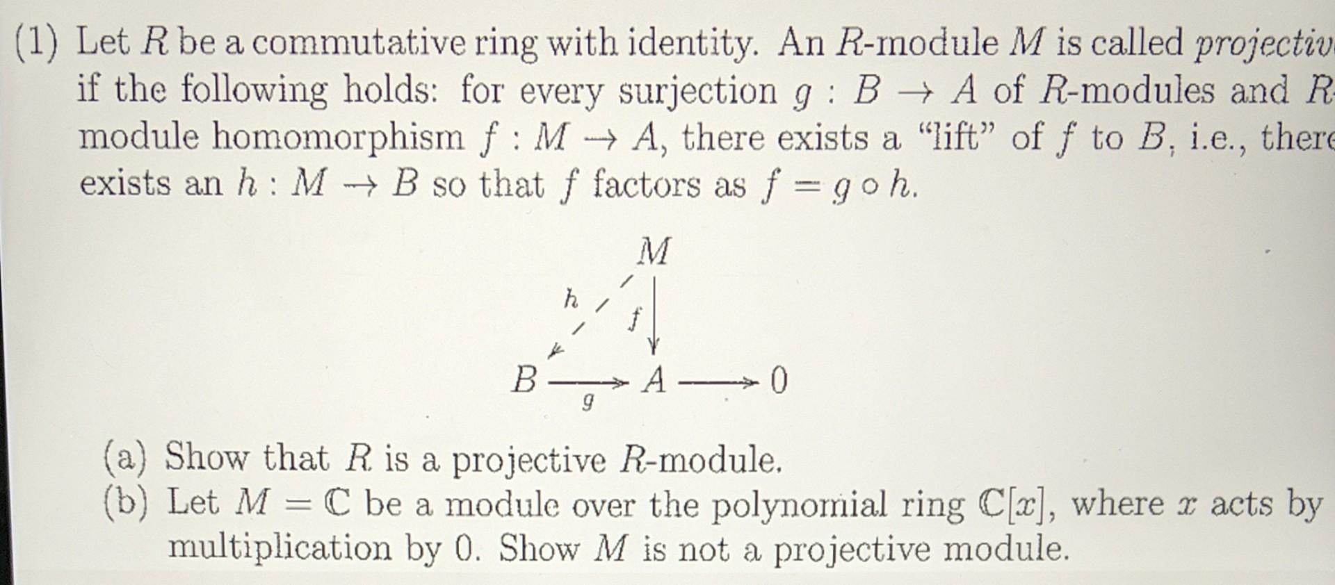 Solved 1) Let R be a commutative ring with identity. An | Chegg.com