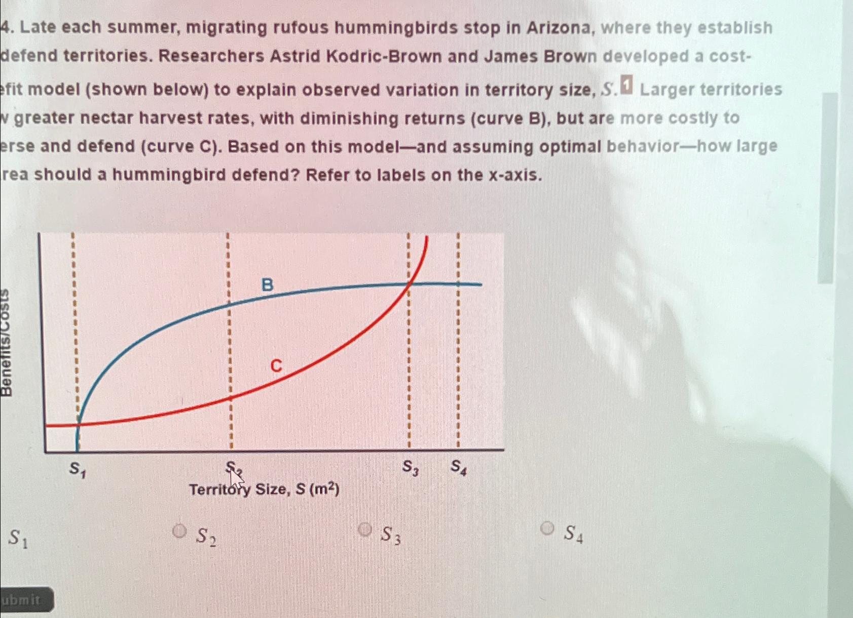 Solved Late each summer, migrating rufous hummingbirds stop | Chegg.com